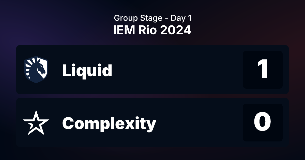 Liquid vs Complexity on Group Stage - Day 1 of the IEM Rio 2024 - ClutchKing.gg